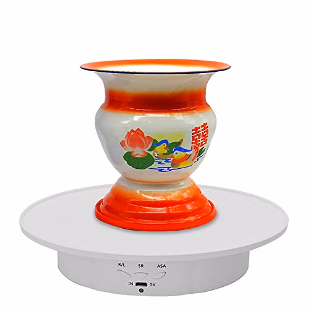 JAYEGT Motorized Rotating Display Stand, 7.87inch /17.6lbs Load, 360 Degree Electric Rotating Turntable for Photography Products, Jewelry, 3D Model,with 5 Colors Backgrounds - White