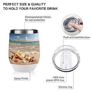 WYUSPGK 304 Stainless Steel Insulated Cup, Seashells Starfish on Beach Print Smooth Rim, Durable & Reusable - Perfect for Office, Home, And Travel