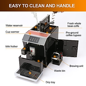 Mcilpoog WS-203 Super-automatic Espresso Coffee Machine With Smart Touch Screen For Brewing 16 Coffee Drinks
