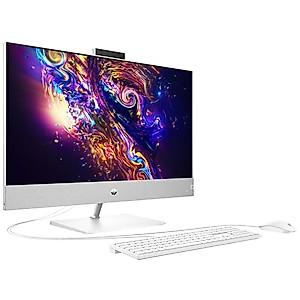 HP Pavilion 27 All-in-One, 27" FHD Screen, AMD Ryzen 5 5625U, 64GB RAM, 2TB SSD, Webcam, HDMI, Wi-Fi 6, Wired Keyboard & Mouse, Windows 11 Home, White
