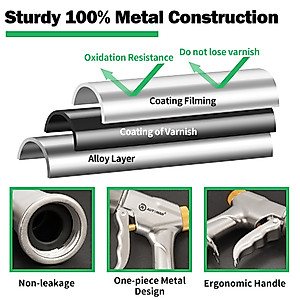 AUTOMAN Garden Nozzle Sprayer, High Pressure Spray Nozzle, 100% Metal Water Hose Nozzle, 7 Patterns Watering Nozzle, Heavy Duty Sprayer Garden Nozzle for Watering Plants & Lawns, Washing Cars & Pets