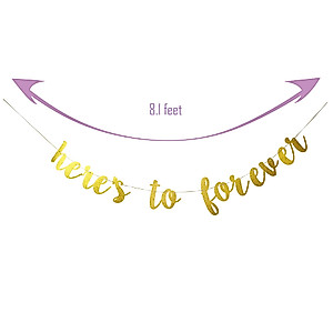 Wedding Engagement Banner - Here's To Forever, Gold Glittery Bridal Shower Party Decors, Bride to Be Photo Prop Sign