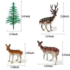 13 Pcs Tree Deer Figurines Forest Woodland Theme Cake Topper Tree Deer Cake Decorations for Christmas Cake Topper Decoration