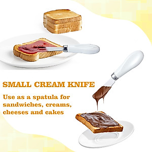 Mixweer 4 Pcs Butter Knife Stainless Steel Butter Spreader Knife with White Porcelain Handle Wide Blade Cheese Knife Spreader for Kitchen Use, 5.1 Inch