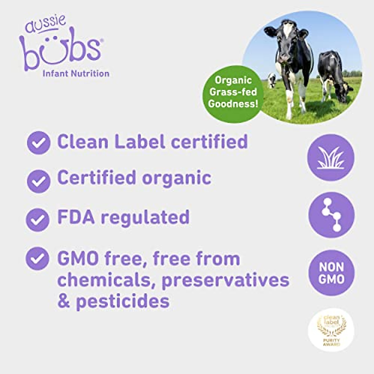 Aussie Bubs Grass Fed Nutritional Milk-Based Toddler Formula, For Kids 12-36 months, Made with Non-GMO Organic Milk, 28.2 oz