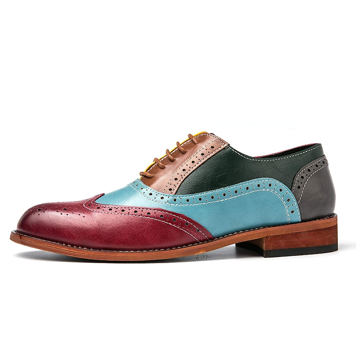 HuitJours Men Oxford Gatsby Lace up Dress Shoes Wingtip Colors Brogues Spectator Multicolor Two Tone Shoes