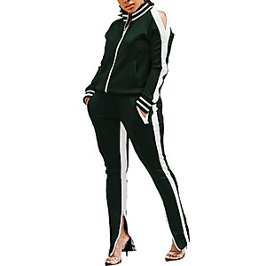 TOPONSKY Lounge Wear Set Outfits Jogger Outfitswomen Grey Sweat Suits Women Dark Green M