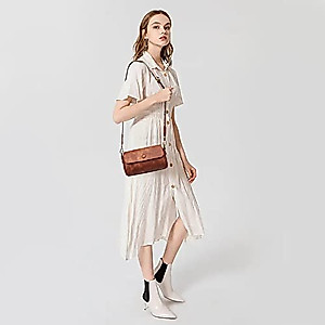 CORALDAISY CrossBody Bag for Women Purses, Small Cell Phone Purse Women's Shoulder Handbags Hobo, Leather Fashion Shoulder Bag Purse with 2 Adjustable Strap Gifts for Her (Brown)