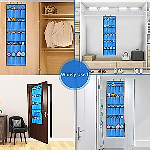 HAAPPYBOX Over The Door Kids Shoes Rack 20-Pocket Kids Toy Organizer 5-Layer Hanging Closet Organizer Storage Shelf | Blue