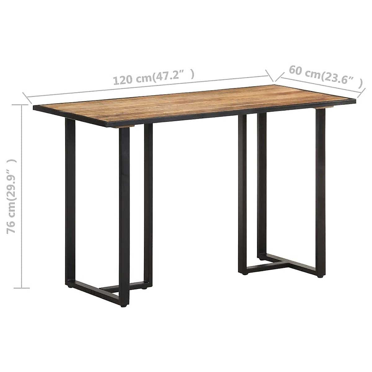 YPWRENH Rectangular Wooden End Table Dining Table 47.2" Rough Mango Wood for Dining Room, Kitchen or Living Room