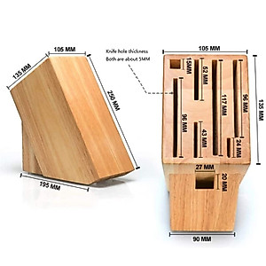 AQUETI Knife Block Functional Universal Beech Knife Rack Block Storage Organizer Knife Holder Restaurant Kitchen Knife Holder Knife Storage