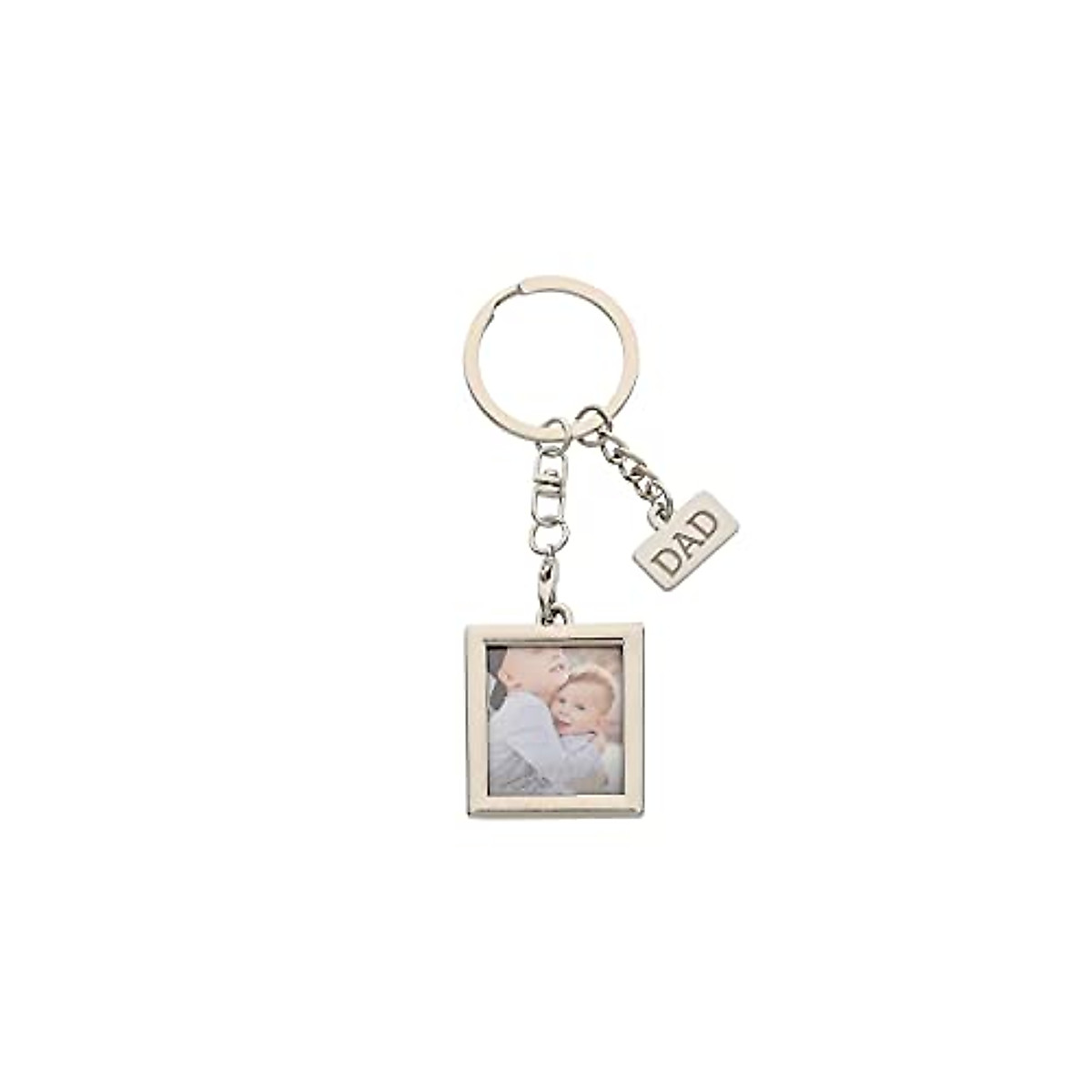 Pearhead Dad Charm Photo Keychain, Gender-Neutral Baby Girl or Baby Boy Keepsake, Father’s Day Accessories, Father Daughter or Father Son Keepsake Frame Keychain, Silver