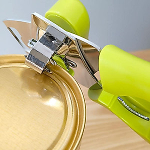 GOOCHOO Manual Can Opener 4-in-1 Stainless Steel Professional Can Opener, Food Safety, Ultra Sharp Cutting, Smooth Edge, Bottle Can Openers Perfect for Seniors with Arthritis (Green)