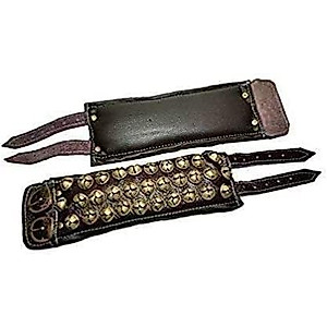 Arts Of India Ghungroo Brown Leather Pad 3 Line Ghungroo Pair (16 NO. GHUNGROO) Big Dancing Bells - Three LINE Brown Leather PAD GHUNGROO Pair (3 LINE)