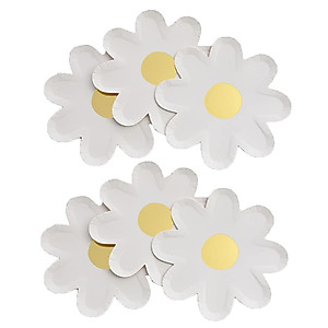 30 Pieces Daisy Flower Shape Disposable Plates 7inch Paper Plates Party Tableware Daisy Food Tray Daisy Party Dessert Plates for Summer Spring Wedding Birthday Baby Shower Bridal Disposable Dinnerware