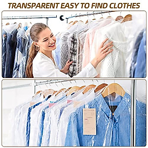 MTOATOUY 20 Pack Dry Cleaner Bags Plastic Clear Bags Transparent Clothing Dust Cover Dustproof Hanging Garment Bags(23.6 x 35.4 In)