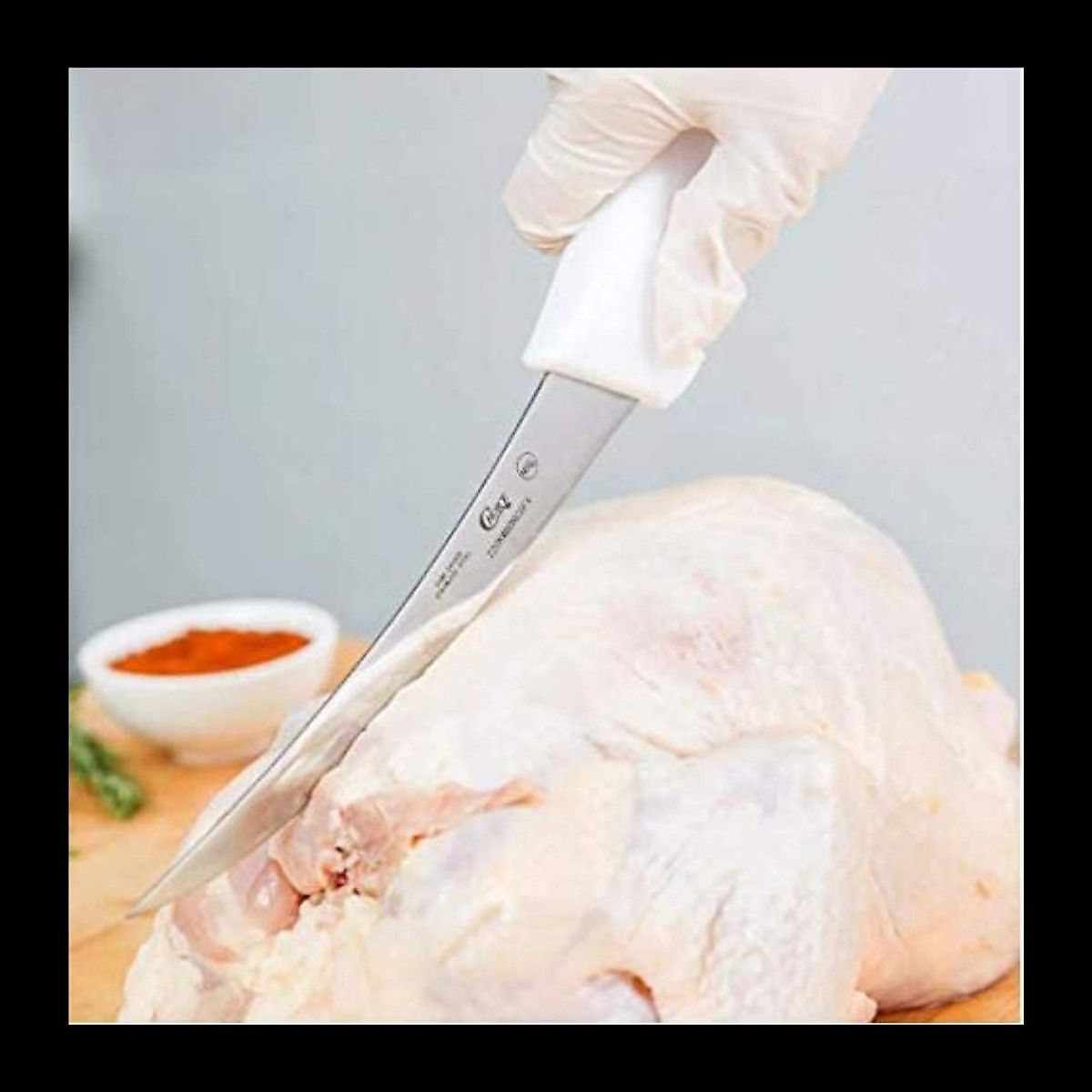 Choice 6 inch Curved Boning Kitchen Knife–Restaurant Quality Deboning Knife-Flexible Trimming Knife - Sharp Stainless Steel -Culinary Chefs Choice - White Ergonomic Handle -Comfortable Grip