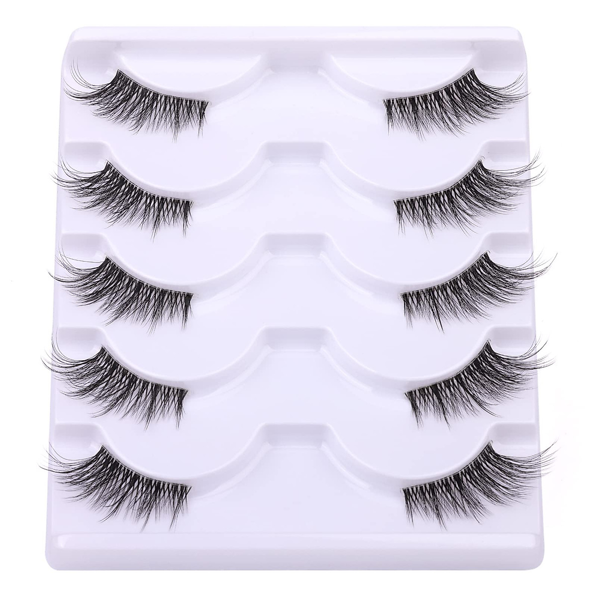 Half Lashes Lashes Natural Look Wispy 3/4 False Eyelashes Fluffy Clear Band False Cat Eye Lashes that Look Like Extensions Soft Handmade Reusable Lashes Pack