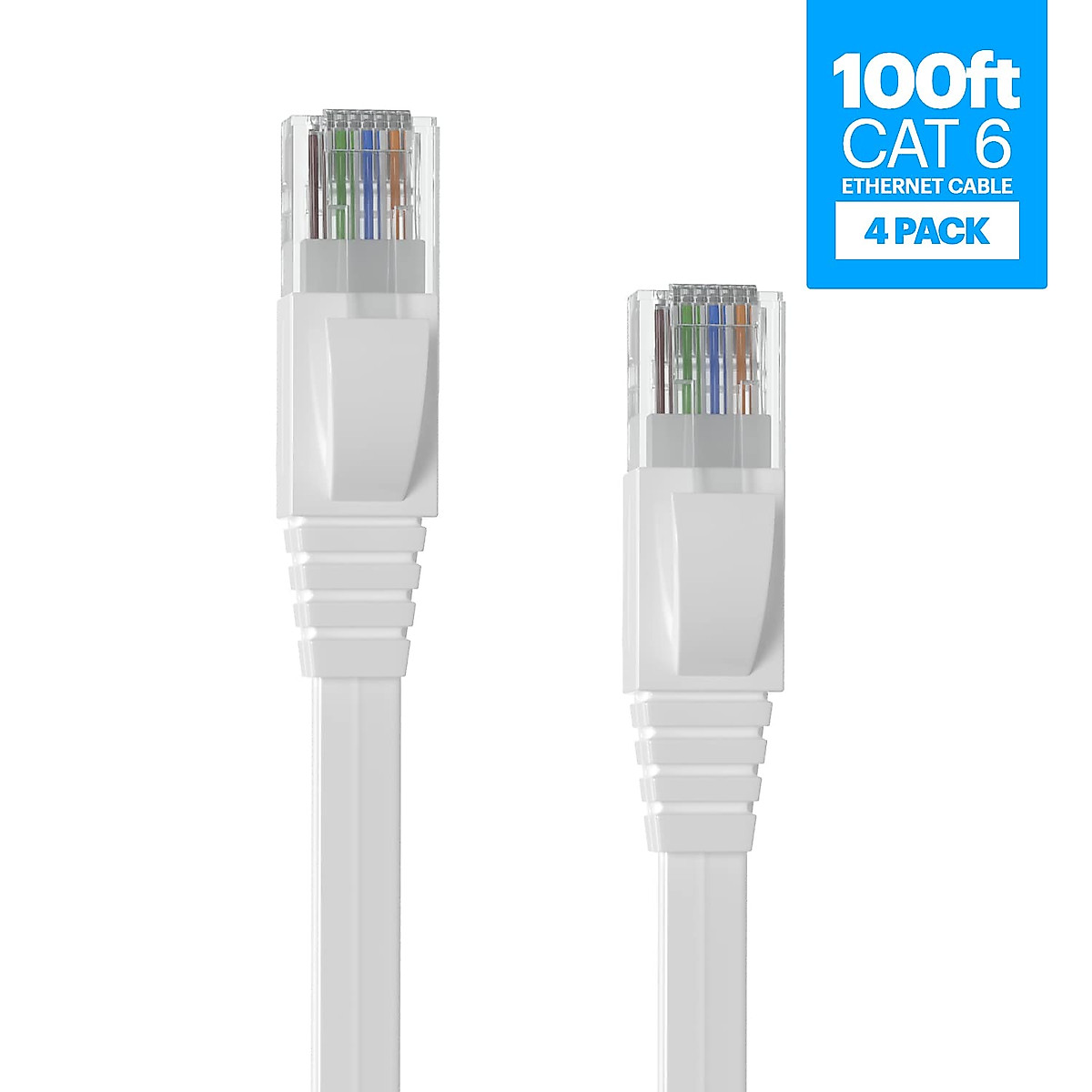 Amcrest CAT6E 4K-Rated Video POE Ethernet Cable 100ft Internet High Speed Network Cable for PoE Security IP Cameras, Smart TV, PS4, Xbox One, Router, Laptop, Computer, Home (4PACK-CAT6ECABLE100)