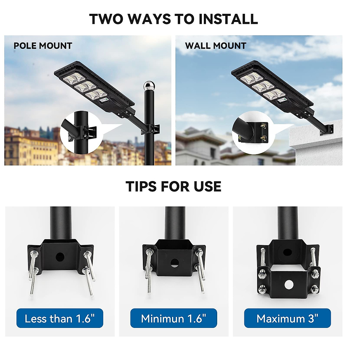 Light Pole Mount, 20" Solar Lighting Mounting Bracket Extension Pole Kitfor Solar Street Light, Lights Fixture Antenna Adaptor Outdoor Arm for Street Light, Wall Mounted Tire, Barn Lamp, Post Tree