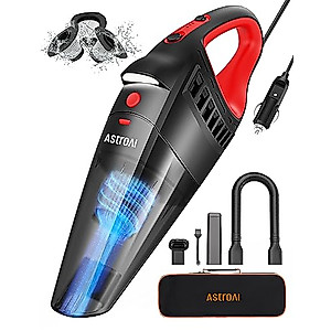 AstroAI Car Vacuum, Car Accessories, Portable Handheld Vacuum Cleaner with 7500PA/12V High Power, LED Light and 16.4 Ft Cord, Car Cleaning Kit with 3 Filters for Daily Cleaning (AHVCJY801)