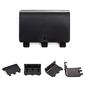VizGiz 4 Pack Battery Back Cover for Xbox One Wireless Controller Repair Part Replacement One S X Controllers Pack Shell Clip Back Door Lid Guard Cabinet Holder Case (Black)