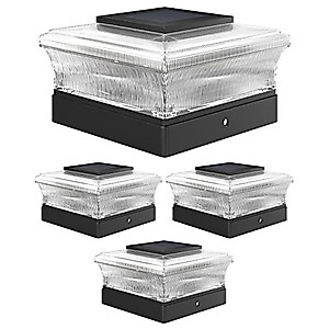 Davinci Lighting Cubed Solar Outdoor Post Cap Lights - 4x4 5x5 6x6 - Bright LED Light for Fence Deck Garden or Patio Posts (4 Pack)