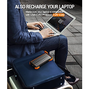 10,000mAh Solar Power Bank for Cell Phone Plus 20,000mAh Fast Charger for Emergency Use (Light Blue and Orange)