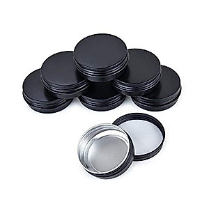 Aluminum Metal Tin 1oz/30ml,Black Aluminum Tins Round Tin Cans Containers with Screw Top Lid (10)