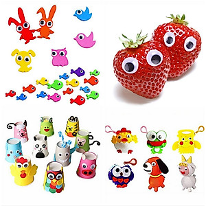 CCINEE 988 Pieces 5mm -100mm Black Wiggle Googly Eyes with Self-Adhesive for Craft and Sewing