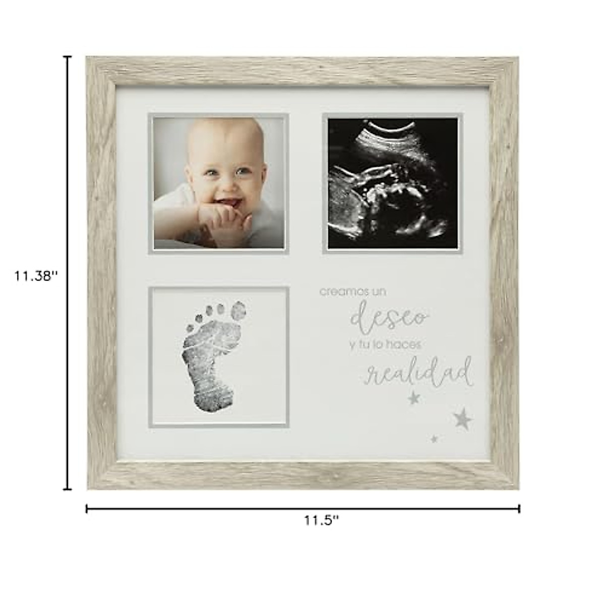 Kate & Milo Rustic Sonogram & Print Frame, Spanish, Baby Handprint or Footprint Keepsake Frame, Baby Ultrasound Picture Frame, We Made A Wish And You Came True Gender-Neutral Nursery Décor