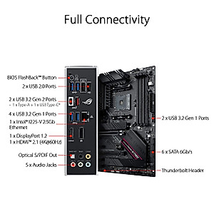 ASUS ROG Strix B550-F Gaming Motherboard Gaming ATX, AMD B550, Socket AM4, DDR4, PCI 4.0, Intel 2.5GB LAN, 2xM.2, ASUS Optimem II, USB 3.2 Gen 2, Aura Sync RGB, Black