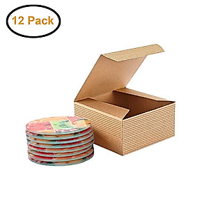 AwePackage 12 Count of Pinstripe Kraft Gift Box - 4x4x2