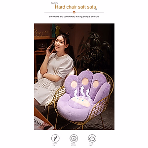 YNGCHNG Upgrade Cat Paw Cushion Lazy Sofa Office Kawaii Chair Cushion for Girl Gift Plush Bear Paw Warm Floor Pillows Cute Seat Pads for Dining Room Bedroom Comfort Chair Decor (Purple,20IN)