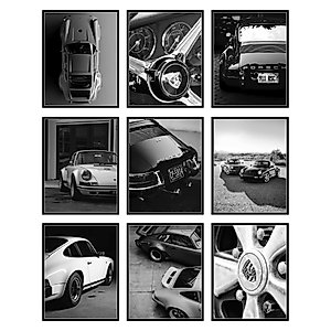 BigWig Prints Porsche 911 Poster - Porsche Wall Art, Vintage Car Poster, 911 GT3 RS Art, Garage Decor, Classic Car Wall Decor, Artwork for Garage - Unframed Set of 9 (8x10)