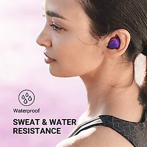 TCL SOCL500TWS Wireless Earbuds with Pumping Bass, Type-C Charging Case 26H Playtime, Bluetooth 5.0, Secure Fit, Waterproof, Noise Isolation, One Step Pairing for Gym - Sunset Violet