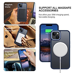 BENTOBEN Magnetic for iPhone 13 Case & iPhone 14 Case [Compatible with Magsafe] Translucent Matte Phone Case iPhone 13/14 Slim Shockproof Women Men Protective Cover for iPhone 13/14 6.1", Navy Blue