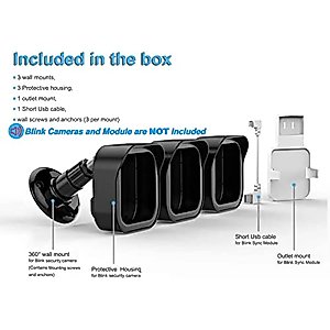 All-New Blink Outdoor Camera Surveillance Mount, 3 Pack Weatherproof Protective Housing and 360 Degree Adjustable Mount with Sync Module 2 Mount for Blink Outdoor (Blink Camera are Not Included)