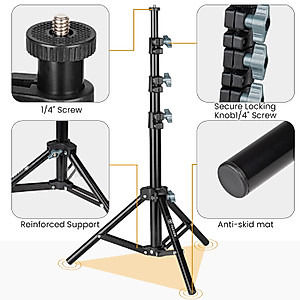 TARION Light Stand for Phone Cameras - 51" Photography Lighting Tripod Stand Mobile Phone Stand Stick Lightweight Foldable Travel Tripod Stand for Recording Vlogging Videography Filming TLS-01
