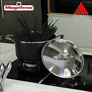 MAGEFESA Prisma – 9.4 inches stew pot, dutch oven with lid, made of 18/10 stainless steel, for all types of kitchens, INDUCTION, easy cleaning, dishwasher and oven safe up to 392ºF