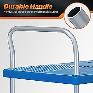 MoNiBloom 2 Tier Steel Utility Cart Multipurpose Service Trolley Cart with Wheels Great for Warehouse Garage Office, 661 lbs Capacity