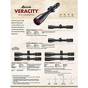 Burris Veracity Hunting Rifle Scope, Premium High Light-Transmitting Optics, 2X-10X-42mm, Ballistic E1 Reticle, MAD System MOA