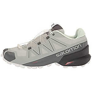 Salomon womens Salomon Women's Speedcross 5 for Women Trail Running Shoe, Wrought Iron/Spray/White, 9.5 US