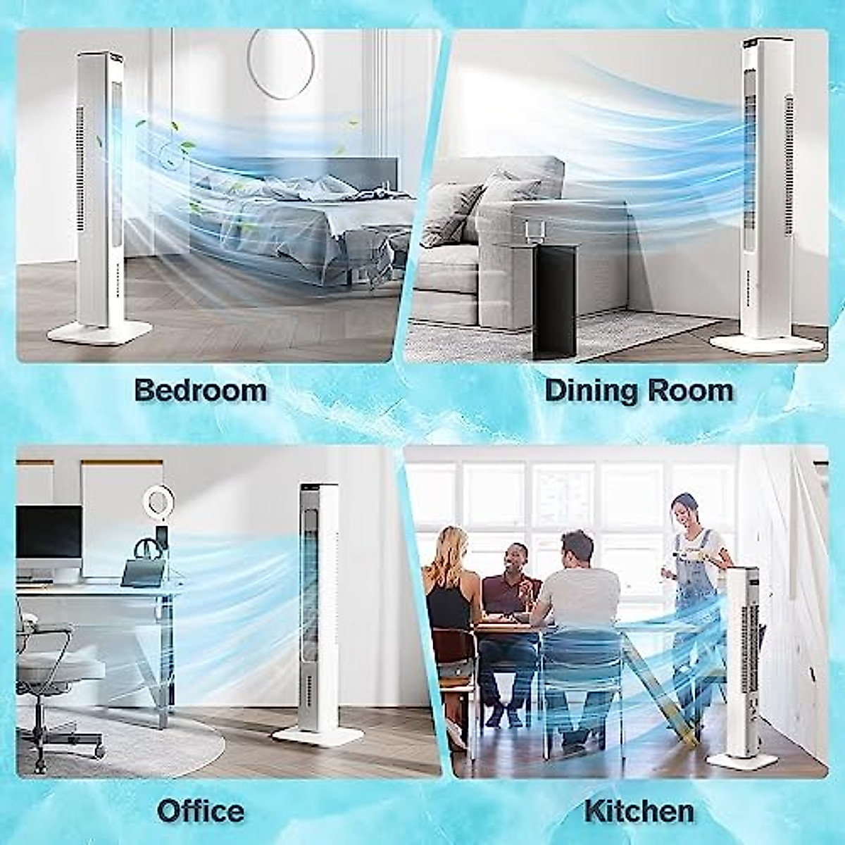 41'' Portable Air Conditioners, 3-1 Evaporative Air Cooler w/Remote, 15H Timer, 90° Swing, Portable AC with 1700ML Water Tank, 8 Ice Boxes, 3 Modes 3 Speeds Cooling Tower Fan For Room Home Office