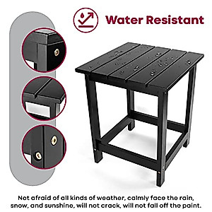 MATTIN Outdoor Side Table, Patio Side Table, Acacia Side Table Great for Outdoor Weather - Perfect for Pool Deck, Beach, Garden, Porch, Square Outdoor End Tables - Classic Black (Black-1Pack)