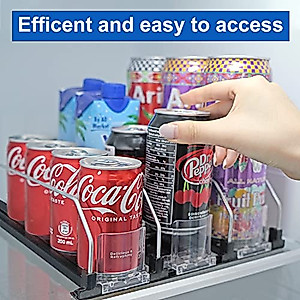 BUDO Soda Can Organizer for Refrigerator, Automatic Pusher Glide, Drink Organizer for Fridge, Bottled Water Beer Beverage Holder for Fridge Pantry Kitchen (12.2inch, 5 Rows)