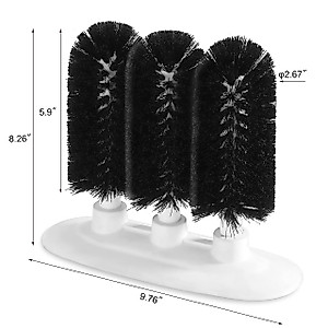 New Star Foodservice 54484 Triple Brush Bar Glass Washer - 3 Brushes - Suction Base