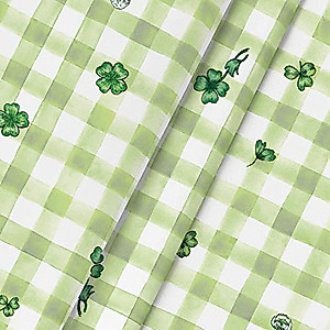 Horaldaily St. Patrick's Day Tablecloth 60x84 Inch, Buffalo Plaid Pot Shamrock Table Cover for Party Picnic Dinner Decor