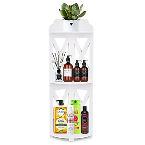 ShellKingdom Toilet Paper Stand, Corner Shelf Stand, Small Bathroom Storage Cabinet for Bathroom, Home, Small Space, Corner Shelf, White