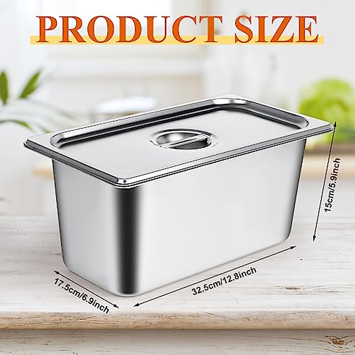 8 Packs Stainless Steel Hotel Pans 1/3 Size x 6" Deep Steam Table Pan with Lids Commercial Food Storage Containers Stackable Metal Steamer Pan Anti-Jam Hotel Pan Restaurant Warm Pans for Buffet Party